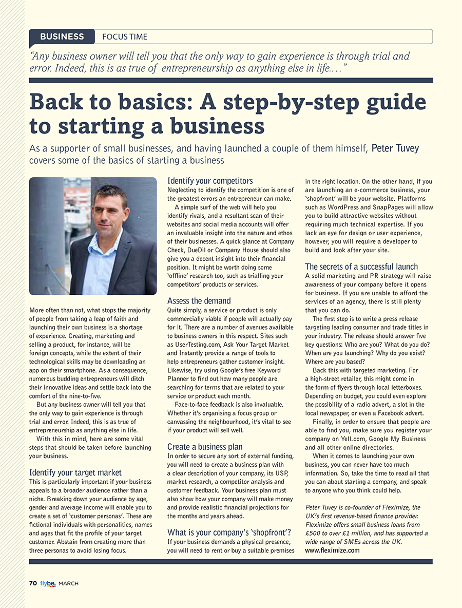 Peter Tuvey Appears in Flybe Flight Time Magazine - Fleximize